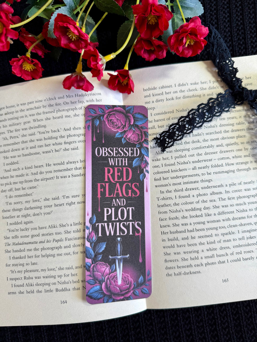 Obsessed with Red Flags and Plot Twists Bookmark – Hooked on a Book