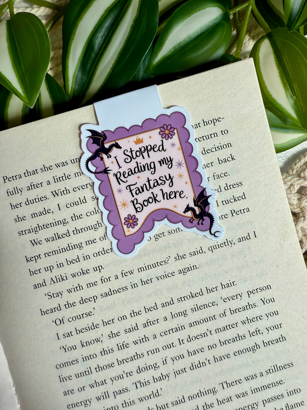 I stopped reading my fantasy book here Magnetic Bookmark – Hooked on a Book