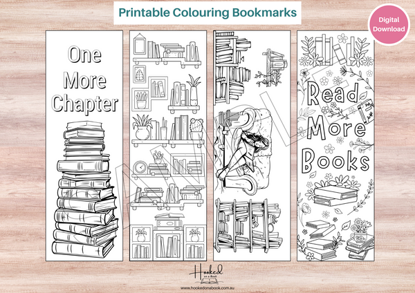 Readers Printable Colouring Bookmark – Hooked on a Book